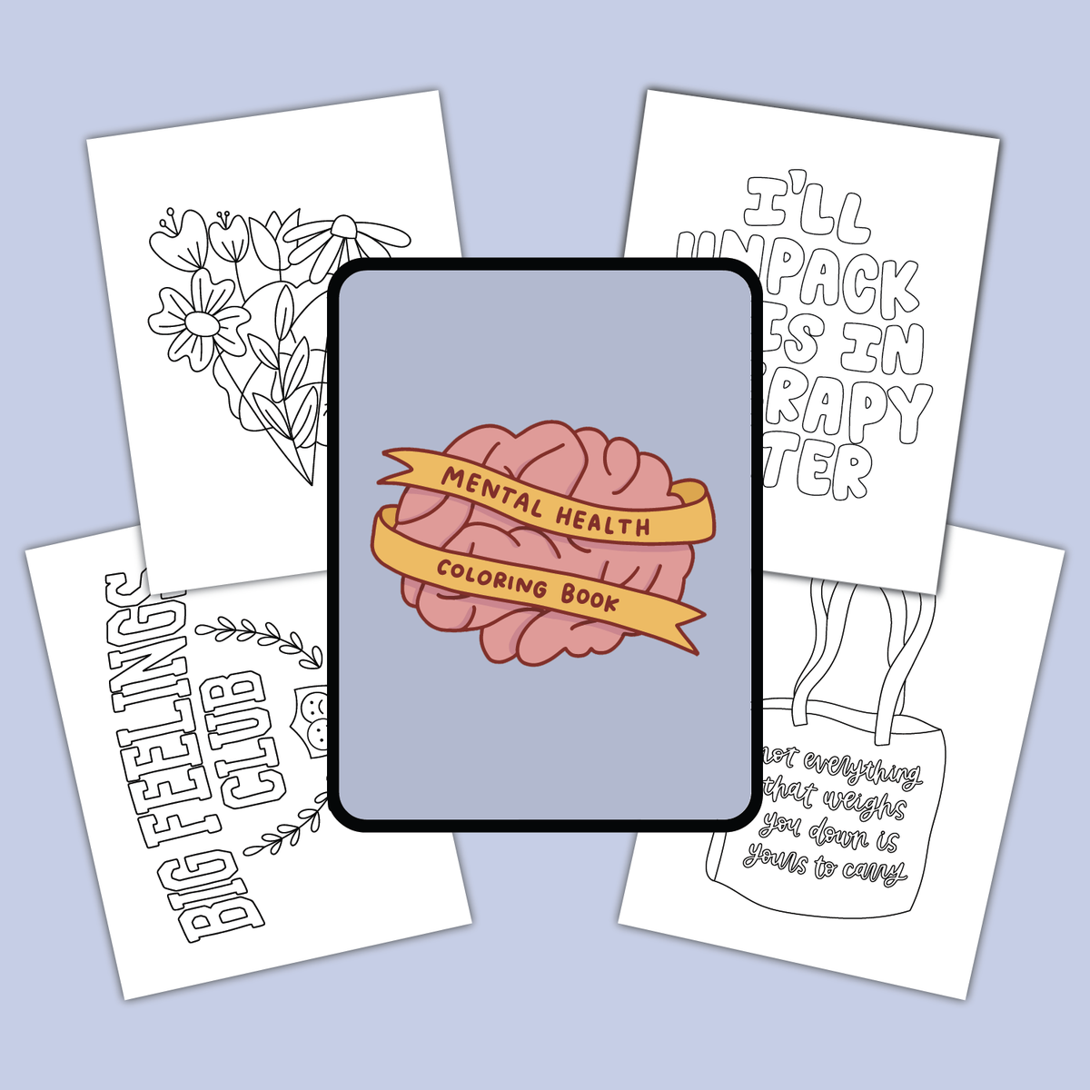 Digital Mental Health Coloring Book | Simple Coloring Sheets ...