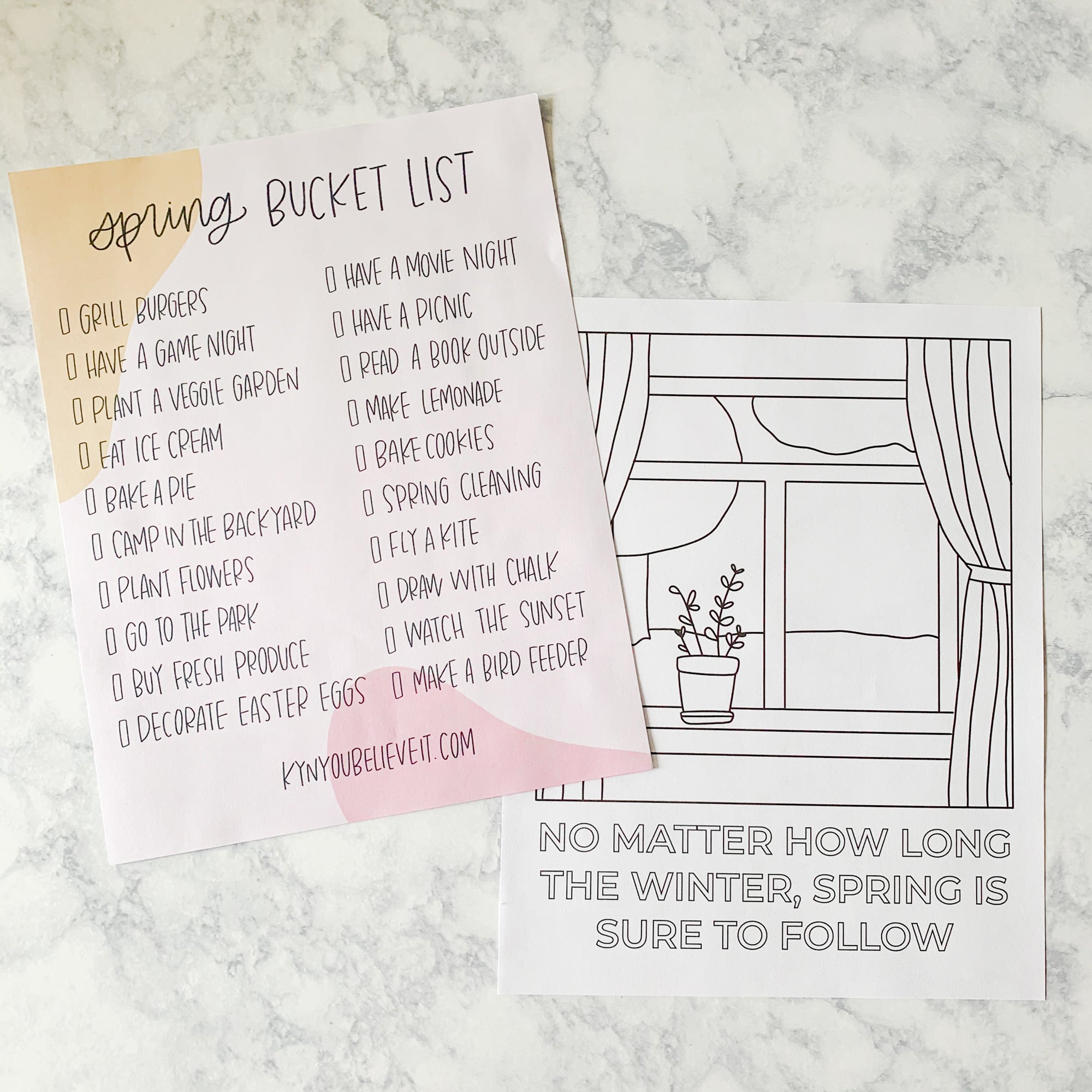 Spring Bucket List and Coloring Page – Kyn You Believe It