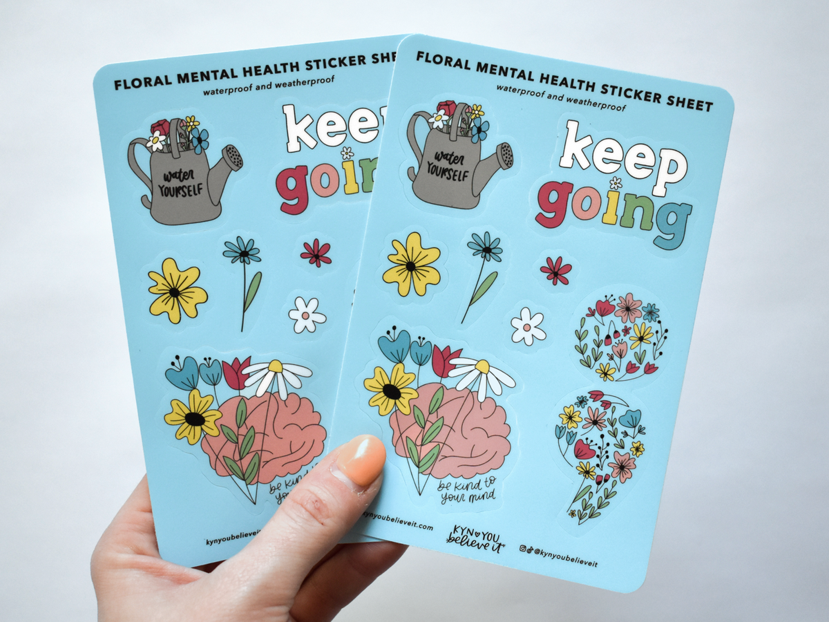 Floral Mental Health Sticker Sheet | Mental Health Sticker for Laptop ...
