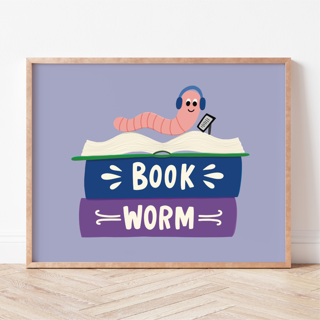 Bookworm Art Print | Bookish Wall Decor – Kyn You Believe It