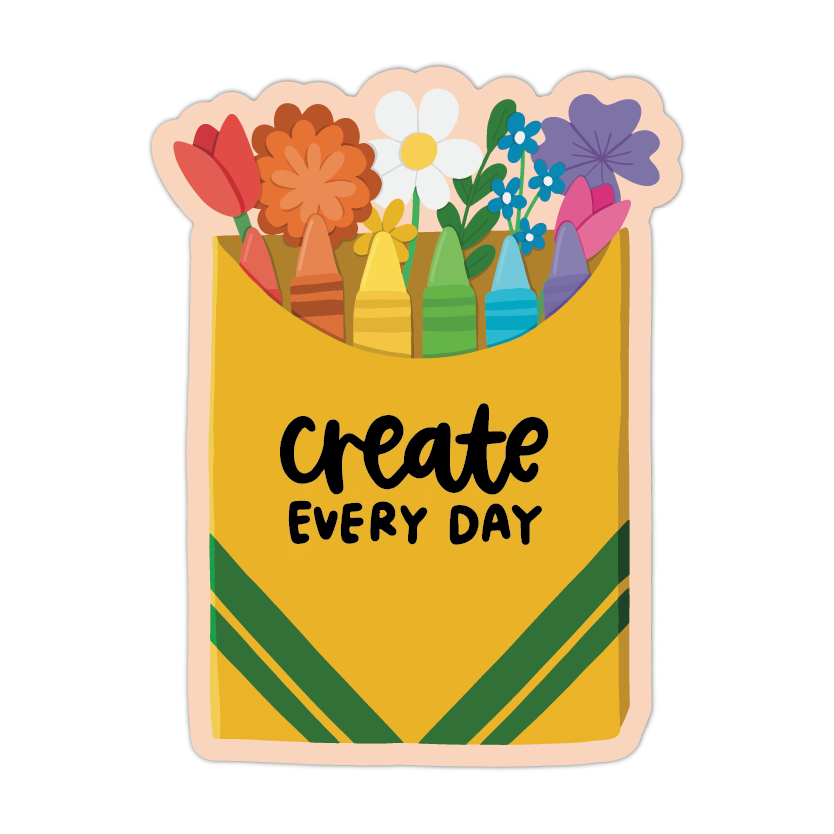 Create Every Day Sticker | Crayon Water Bottle Sticker – KynYouBelieveIt