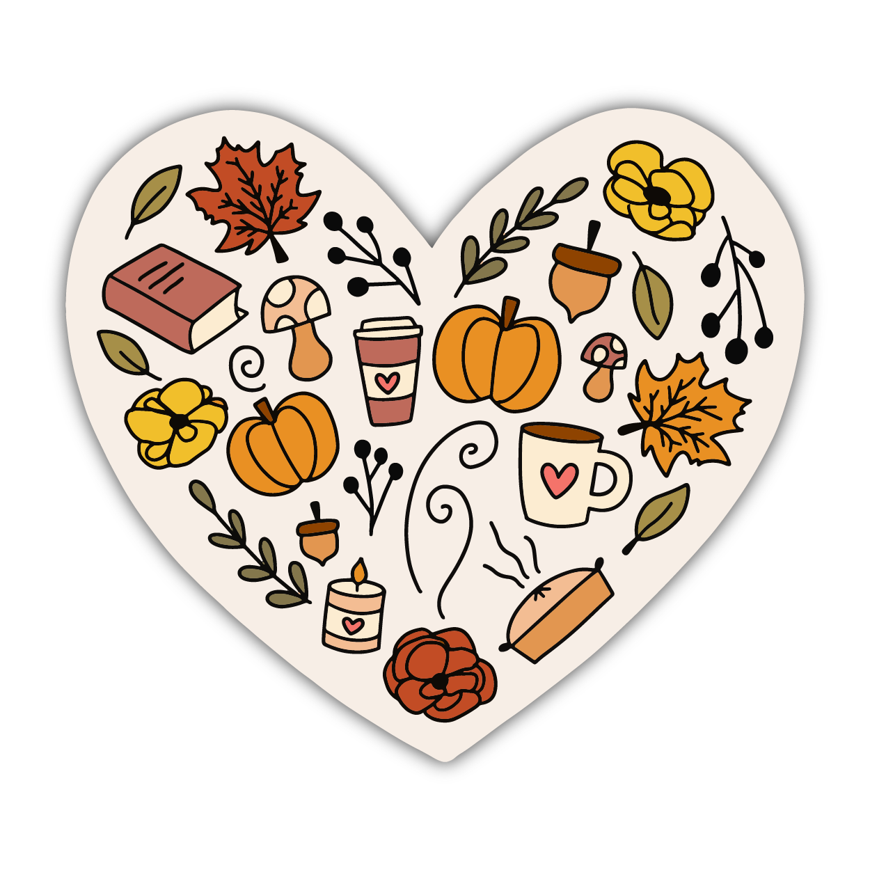 Fall Heart Sticker | Cute Autumn Sticker for Laptops and Water Bottles ...