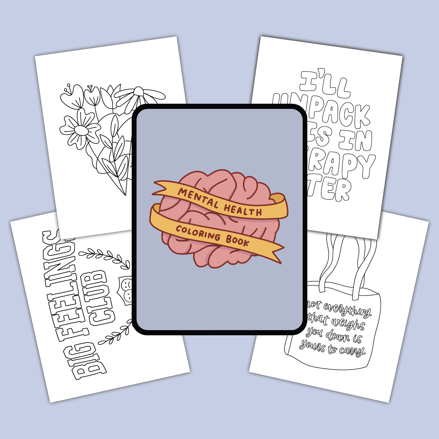 Digital Mental Health Coloring Book | Simple Coloring Sheets ...
