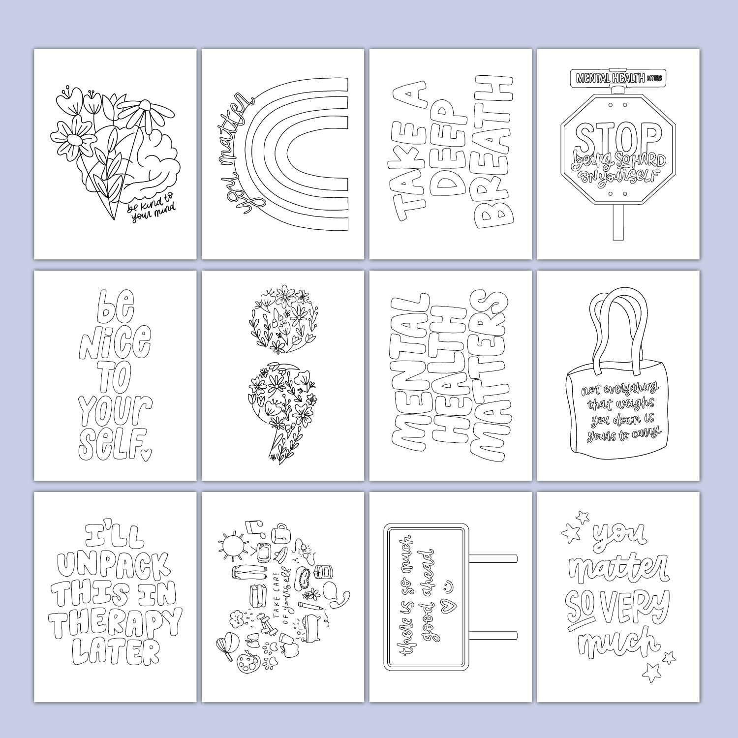 Digital Mental Health Coloring Book | Simple Coloring Sheets ...