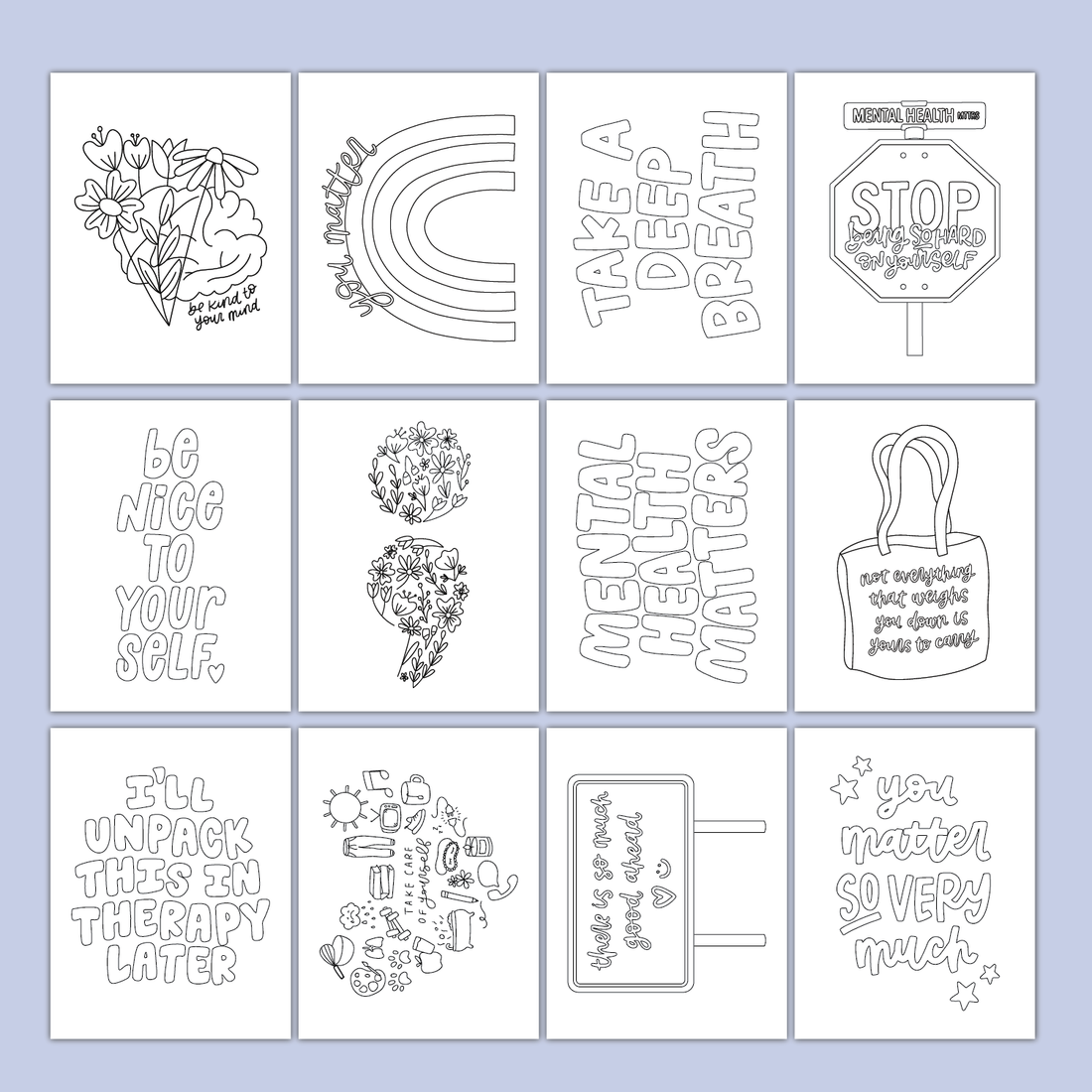 Digital Mental Health Coloring Book | Simple Coloring Sheets ...