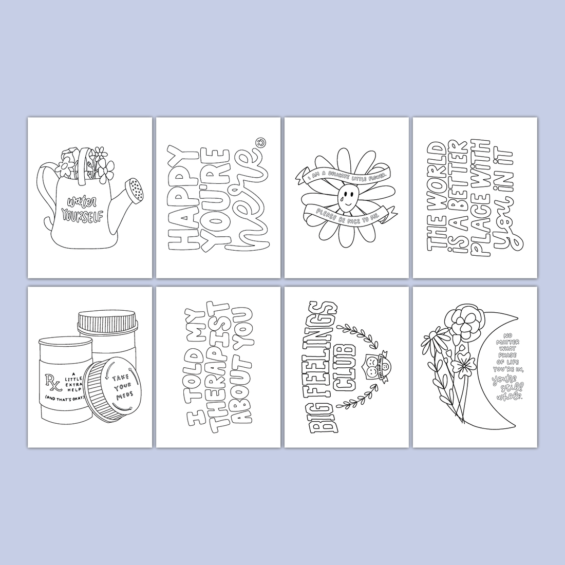 Digital Mental Health Coloring Book | Simple Coloring Sheets ...