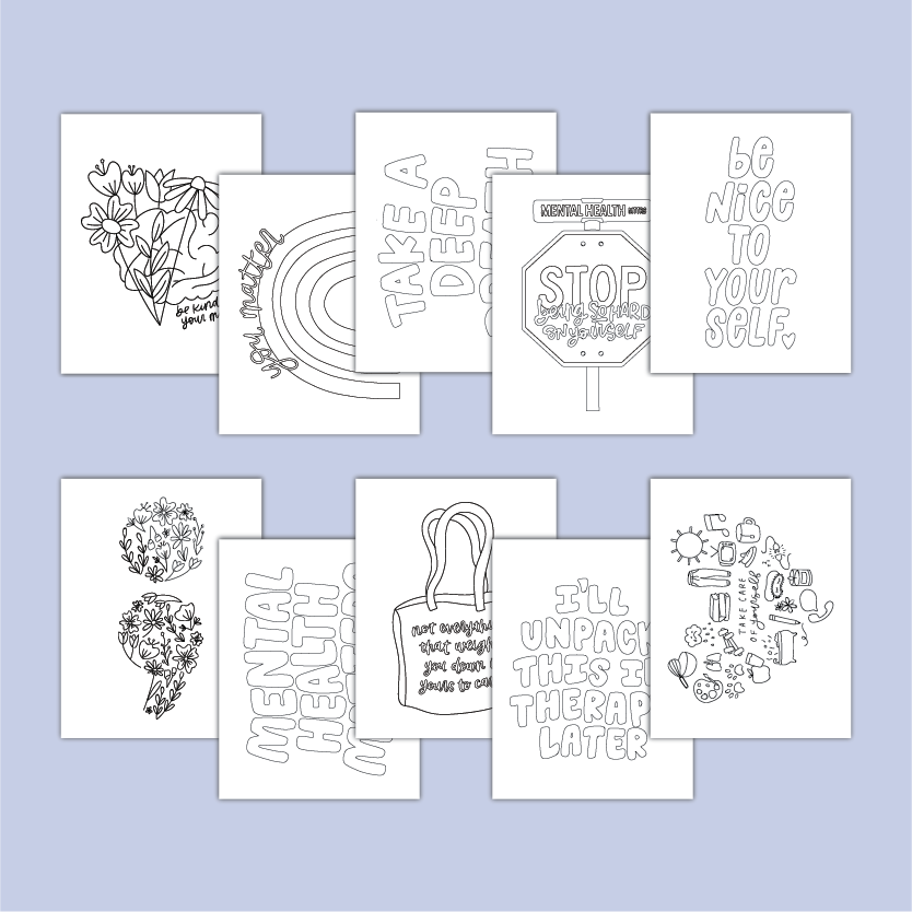 Digital Mental Health Coloring Book | Simple Coloring Sheets – Kyn You ...