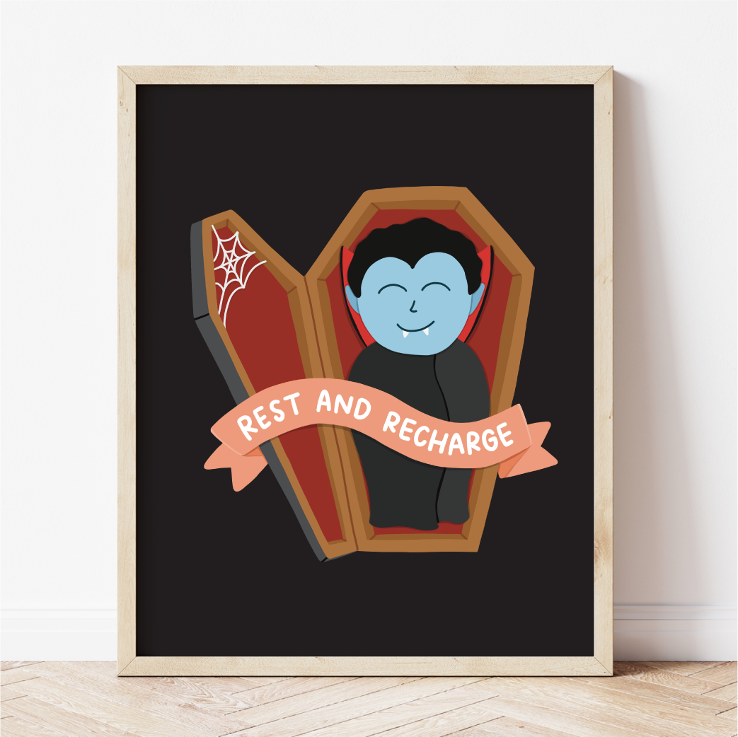 Rest and Recharge Vampire Halloween Print – Kyn You Believe It