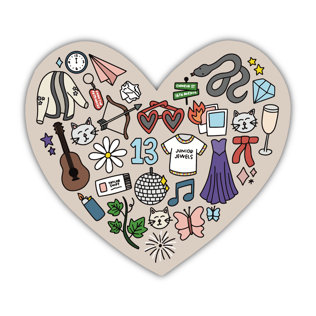 Swiftie Heart Sticker | Cute Taylor Swift Sticker for Women ...