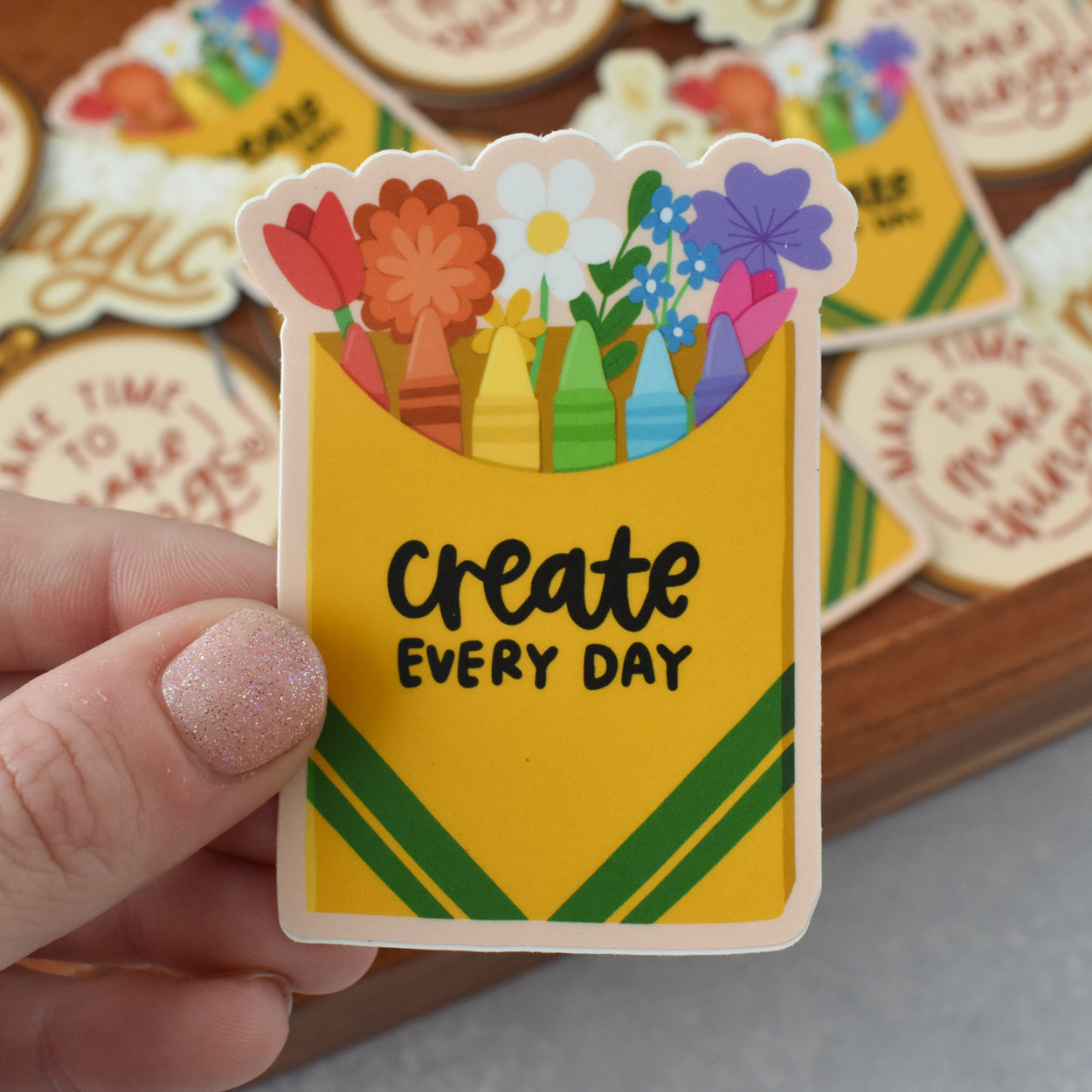 Create Every Day Sticker | Crayon Water Bottle Sticker – Kyn You Believe It