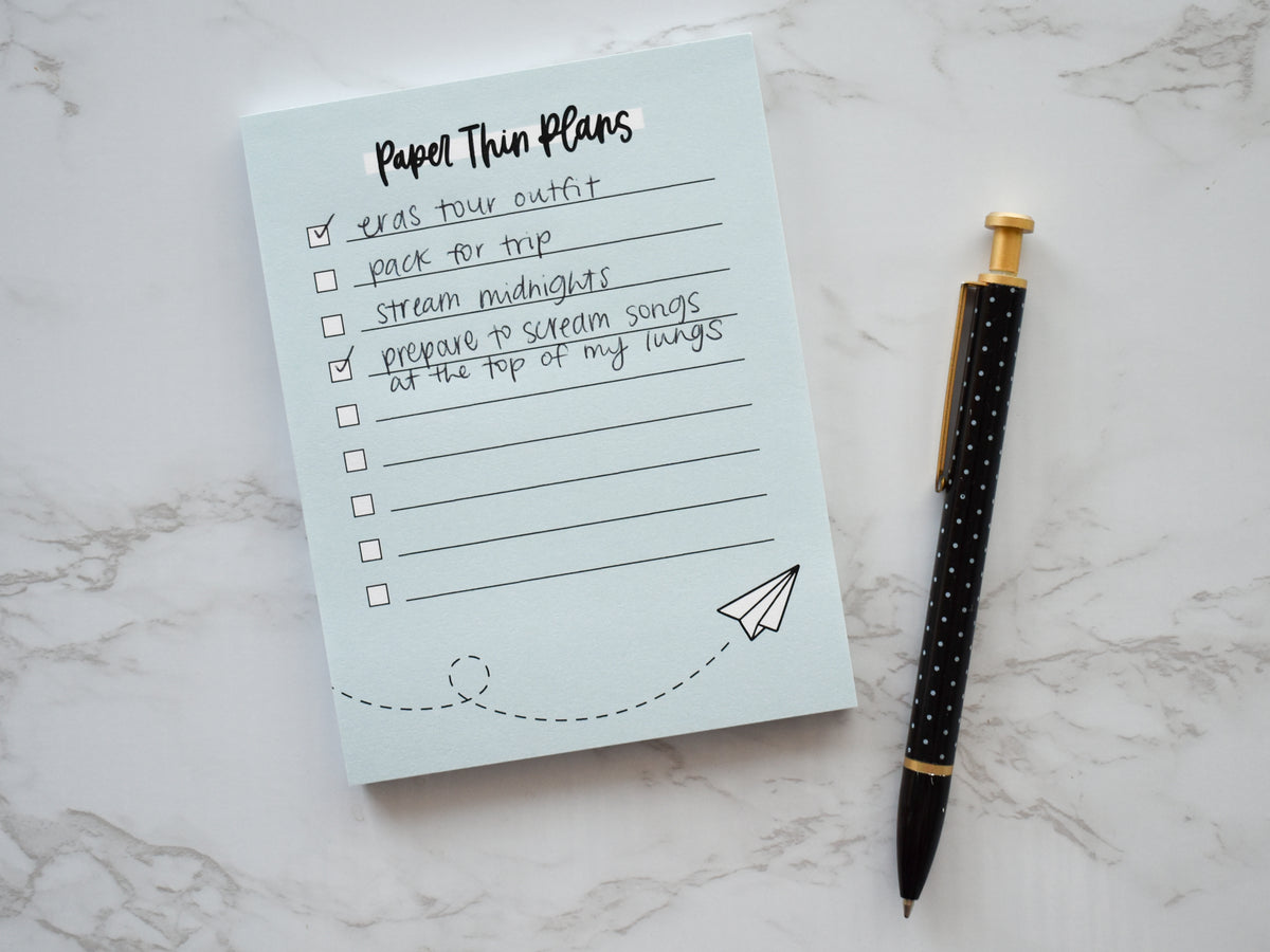 Paper Thin Plans Notepad | Taylor Swift Gift – KynYouBelieveIt